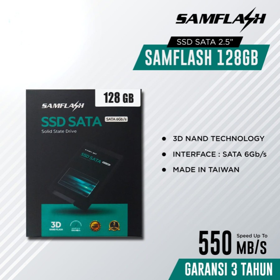 SSD 512GB 256Gb 128Gb Samflash 2,5" SATA III Garansi resmi 3 Tahun ...