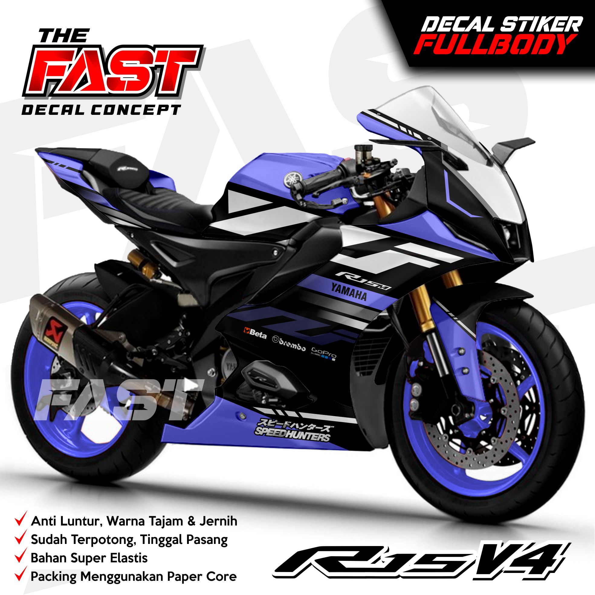 Decal R15 V4 Sticker Striping Fullbody Decal Yamaha R15 V4, Sticker ...