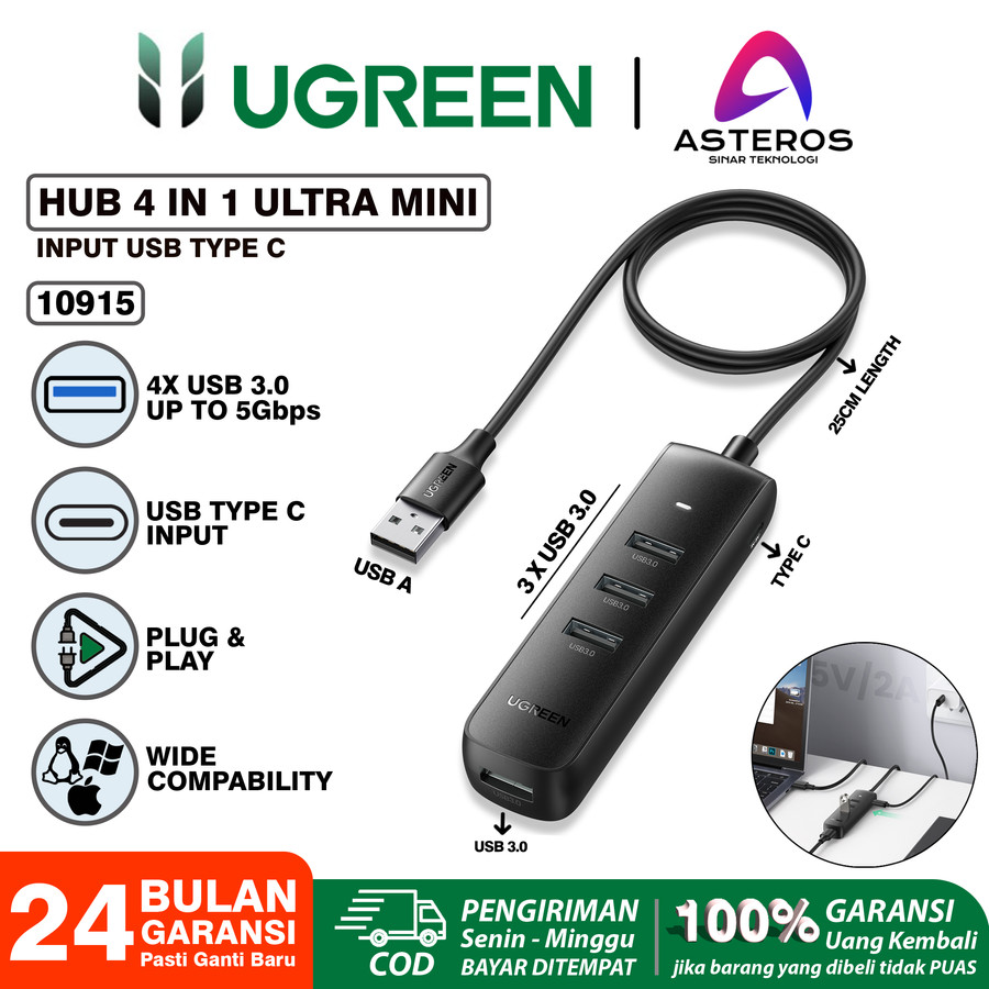 UGREEN Hub Splitter Usb 3.0 4 Port UGREE Ultra Slim High Speed 5Gbps ...