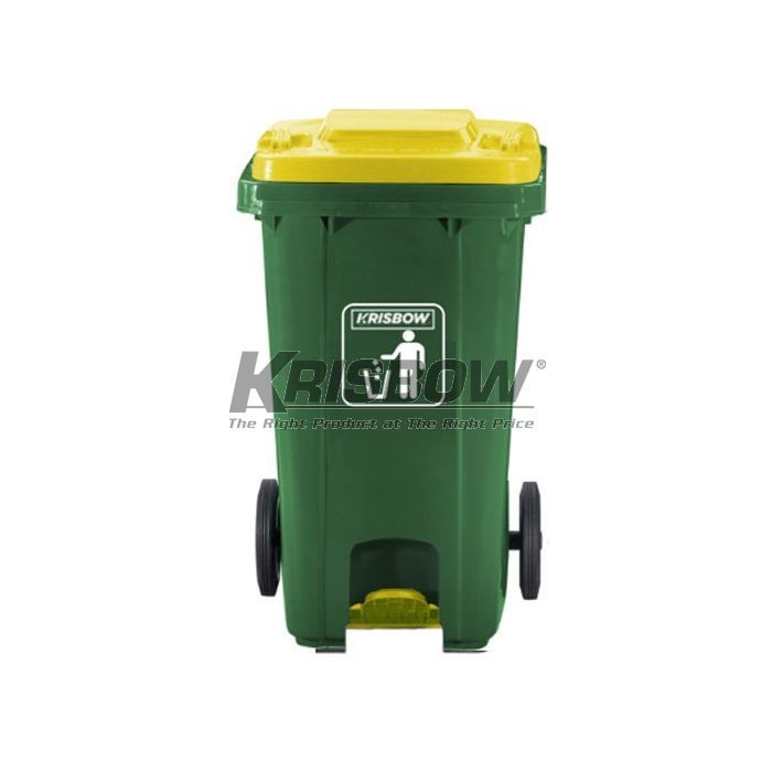 Krisbow 100 Ltr Tempat Sampah Outdoor Pedal - Hijau/kuning (10426712 ...