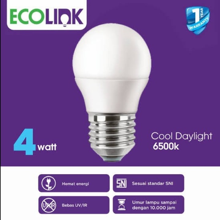 Lampu LED Bohlam ECOLINK Bulb Mini 4w 4watt 4 w watt Putih & Kuning ...