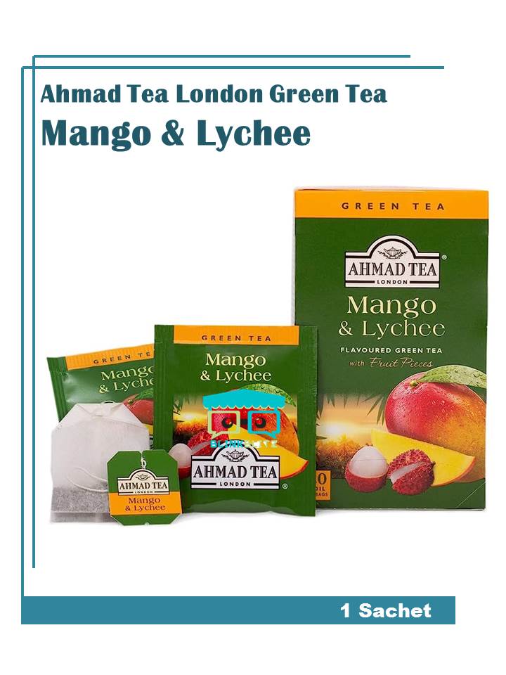 SACHET Ahmad Tea London Green Tea MANGO & LYCHEE Teh Hijau Diet ...