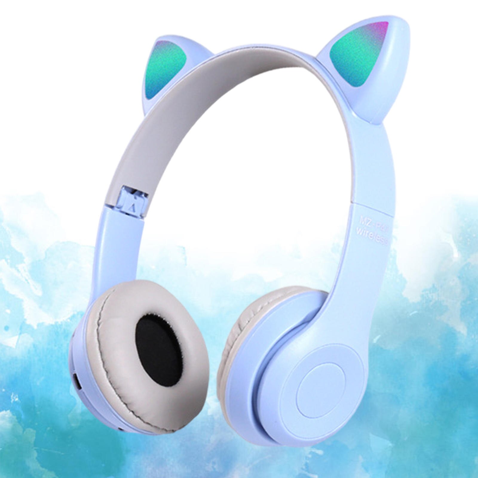 Headset Headphone Bluetooth model kucing LED Wireless Light kuping ...