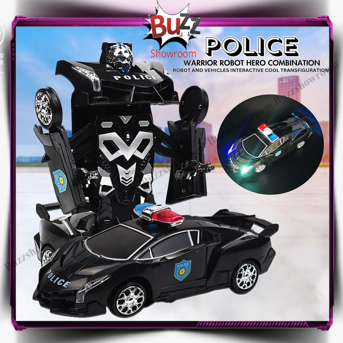 Mobil Transform Robot Hitam Mainan Anak Transformerr Venom Light Sound ...