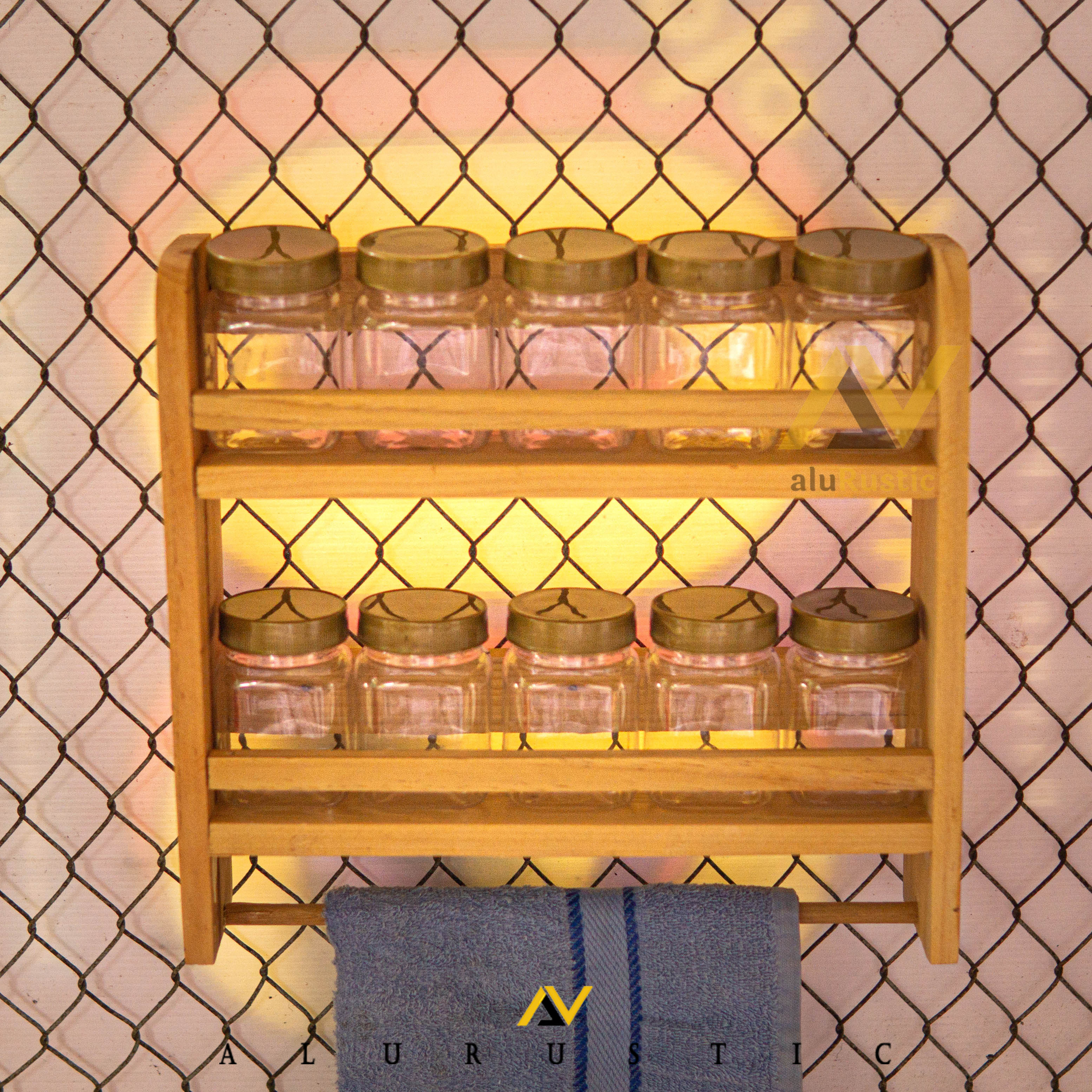 RAK BUMBU 2 SUSUN HANGER KAYU 10 TOPLES BUMBU / RAK SERBAGUNA | RAK ...