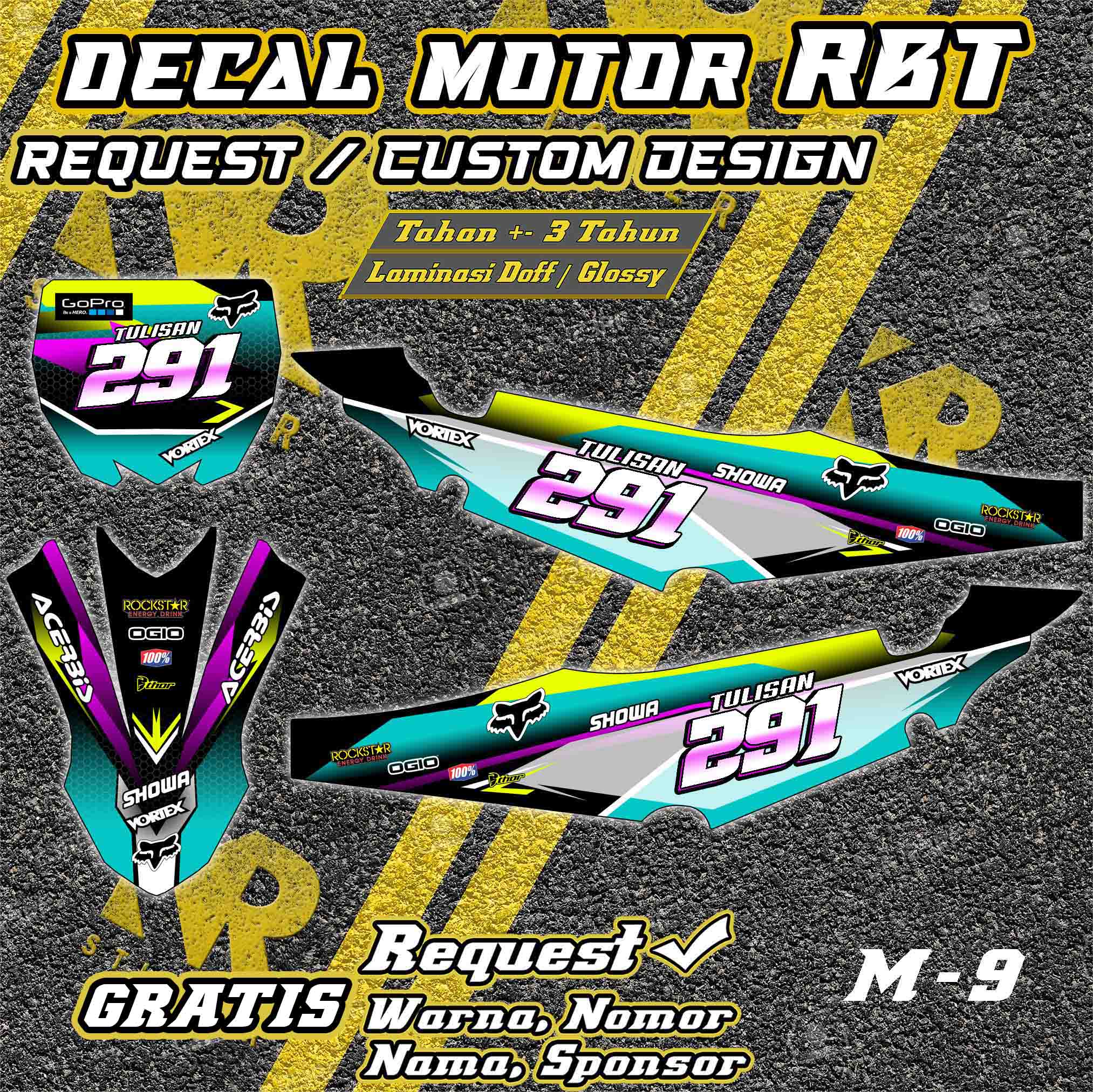 Stiker Decal Motor RBT sticker motor bebek trail Custom Desain | M9 ...