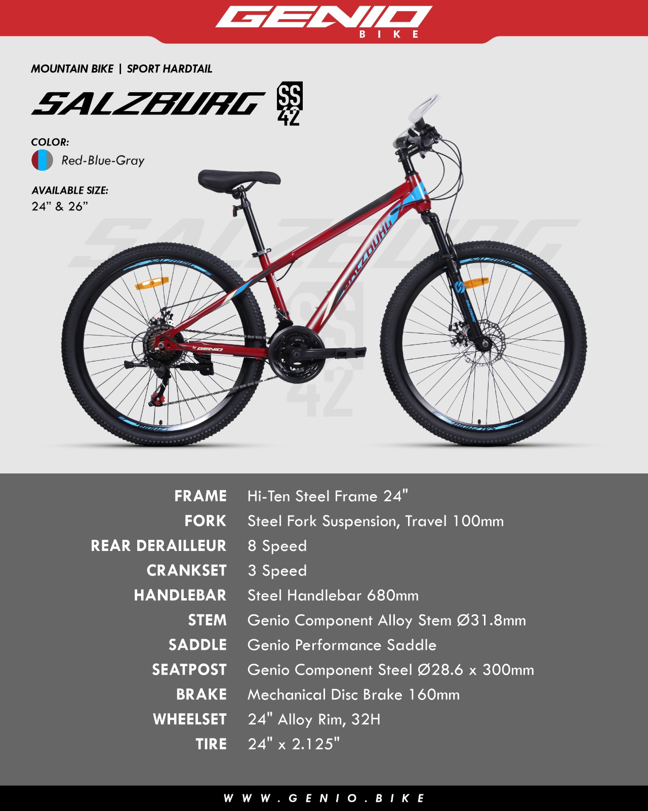 Sepeda Gunung MTB Genio Salzburg SS-42 by United 26 inch | Lazada Indonesia