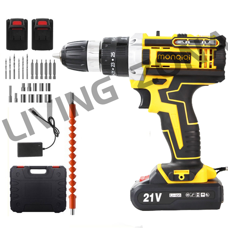 21V 3 Kecepatan Baterai Ganda Mesin Bor Elektrik - Electric Drill Set - Mesin Bor Cordless Mesin ...