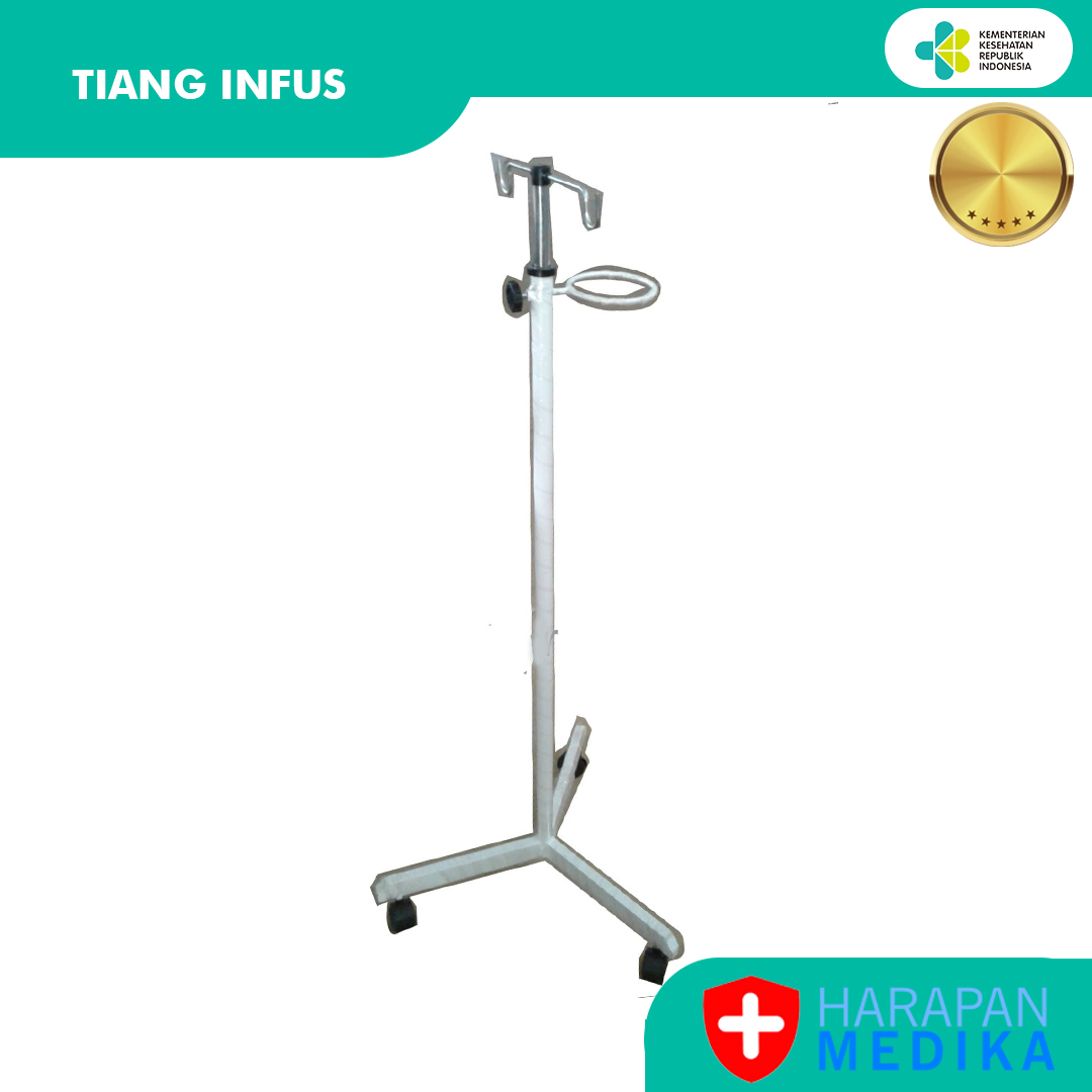 Tiang Infus Kaki 3 Roda Standar | Besi Powder Coating | 2 Hook ...