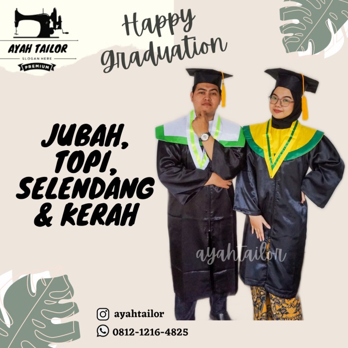 Baju toga wisuda dewasa, jubah wisuda set lengkap, toga wisuda sarjana ...