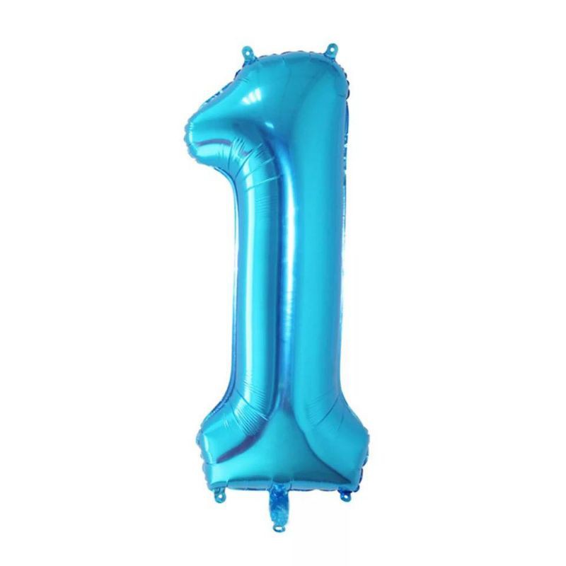 BALON ANGKA BIRU POLOS 80CM / BALON FOIL ANGKA 80CM / BALON ANGKA JUMBO ...