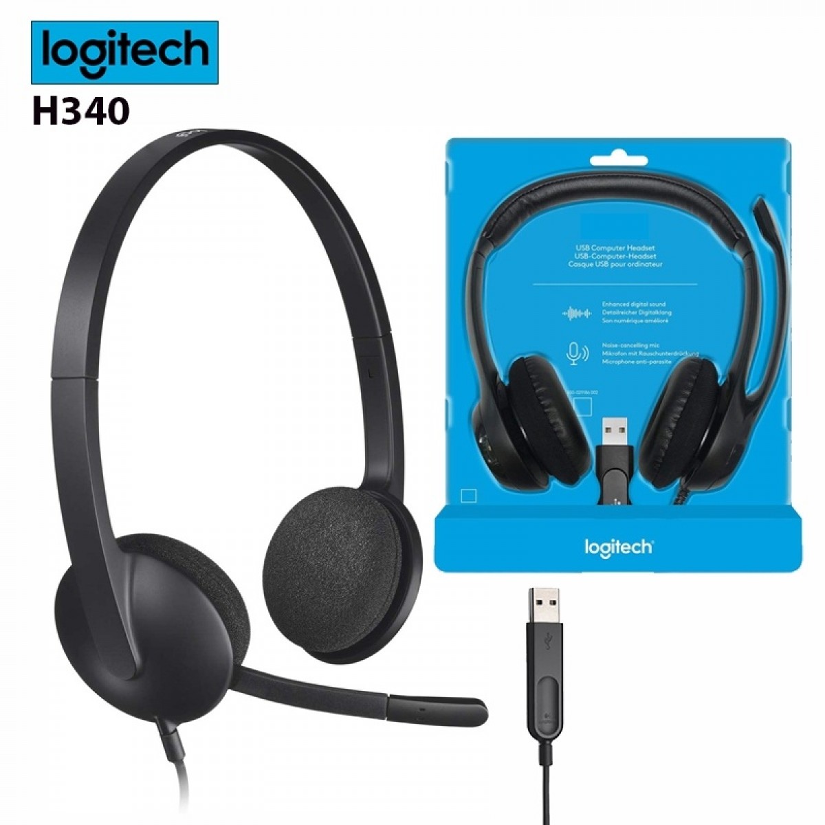 Logitech H340 Headset Stereo USB Mikrofon Noise Cancelling | Lazada Indonesia