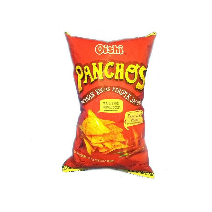 makanan ringan / cemilan asin/oishi panchos 160gr rasa sapi panggang ...