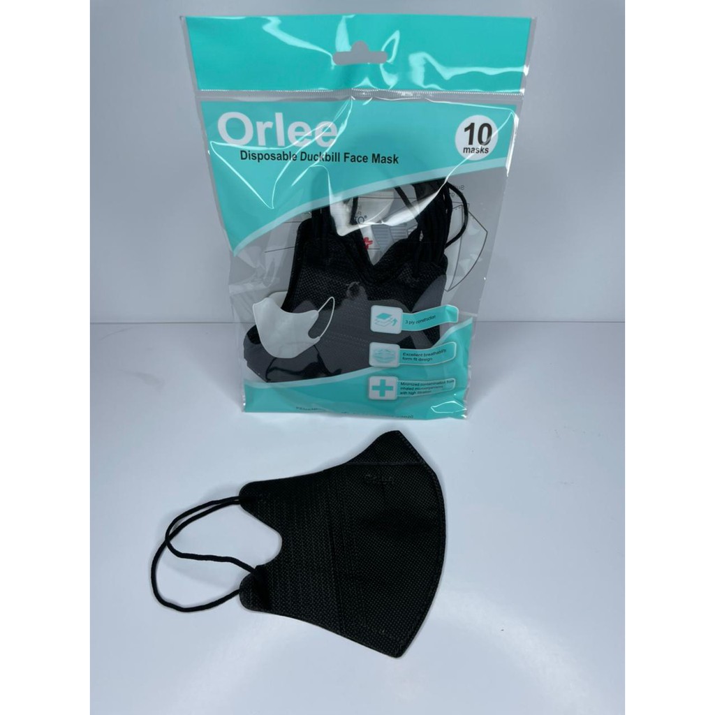 Masker Orlee Duckbill HITAM BOX isi 50 ORI Kemenkes 3D 3ply | Lazada ...