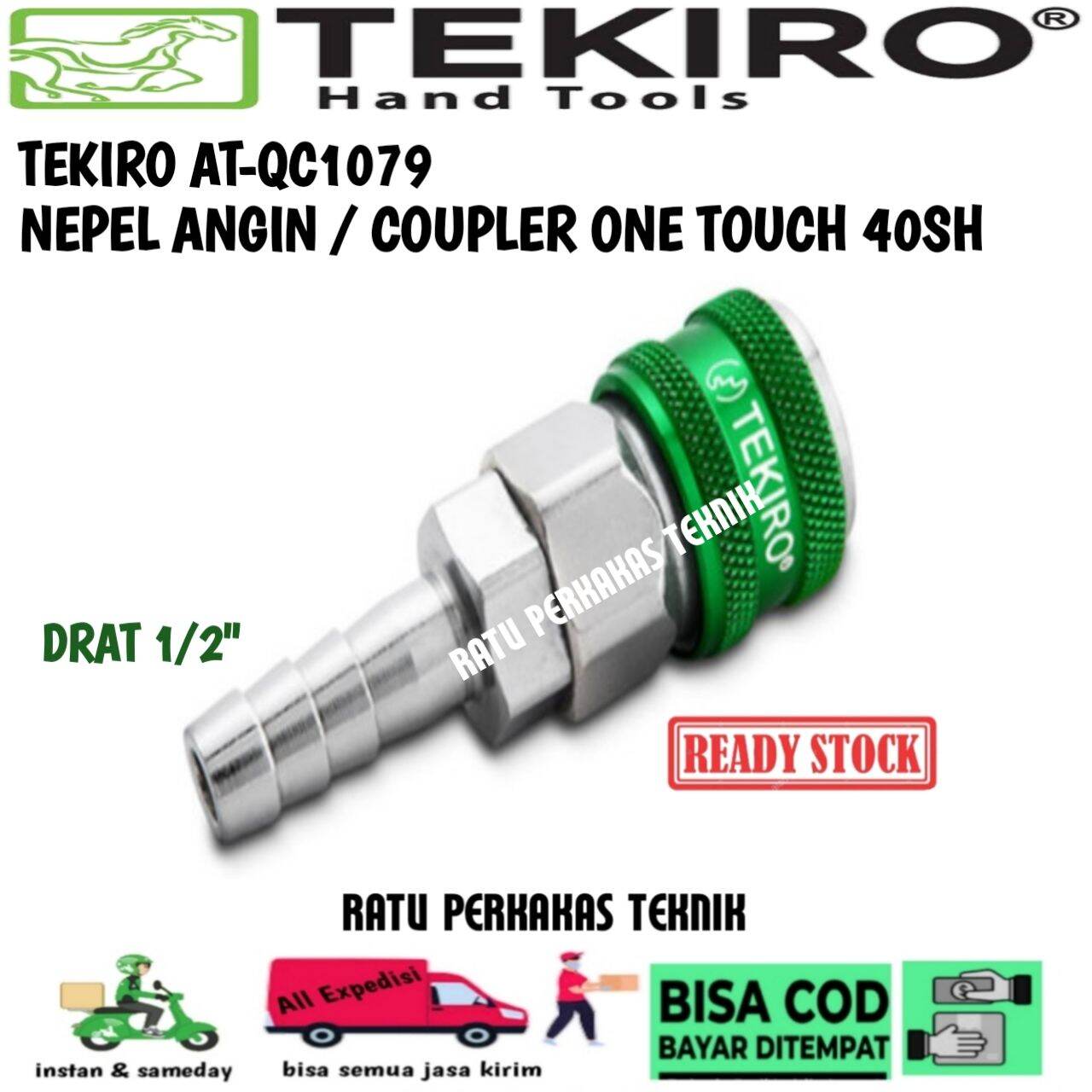 TEKIRO KOPLER 40 SH AT-QC1079 ONE TOUCH AIR QUICK COUPLER NEPEL ANGIN SAMBUNGAN KOMPRESOR DRAT 1 ...