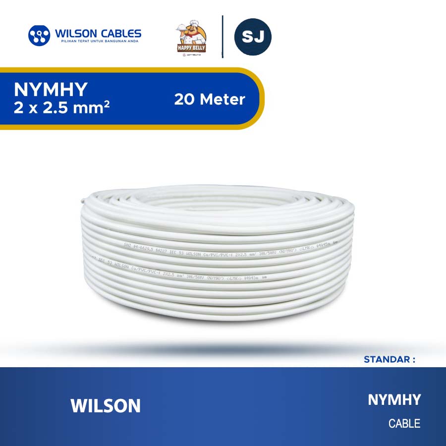 NYMHY 2x2.5 mm2 20 Meter - Kabel Listrik Tembaga Wilson Cables - Putih ...