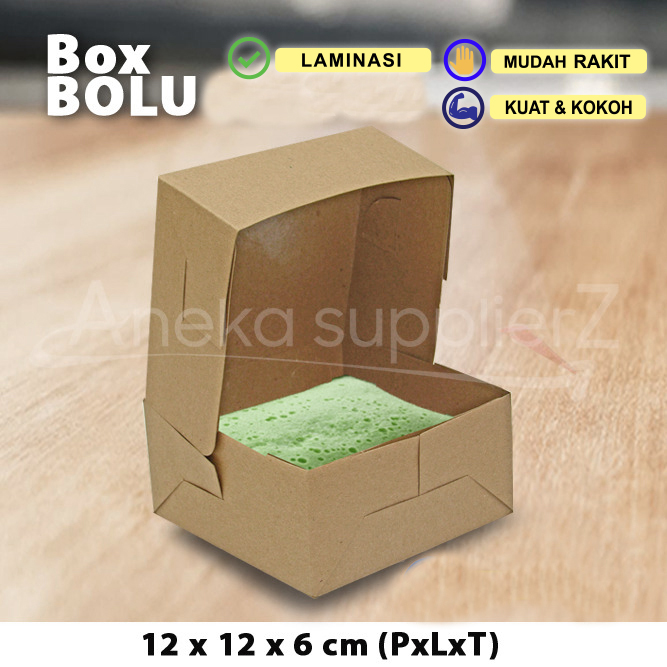 Box Kue - Kotak Kue - Dus Kue -Cake Box BOLU-KRAFT COKLAT-12x12x6 cm ...