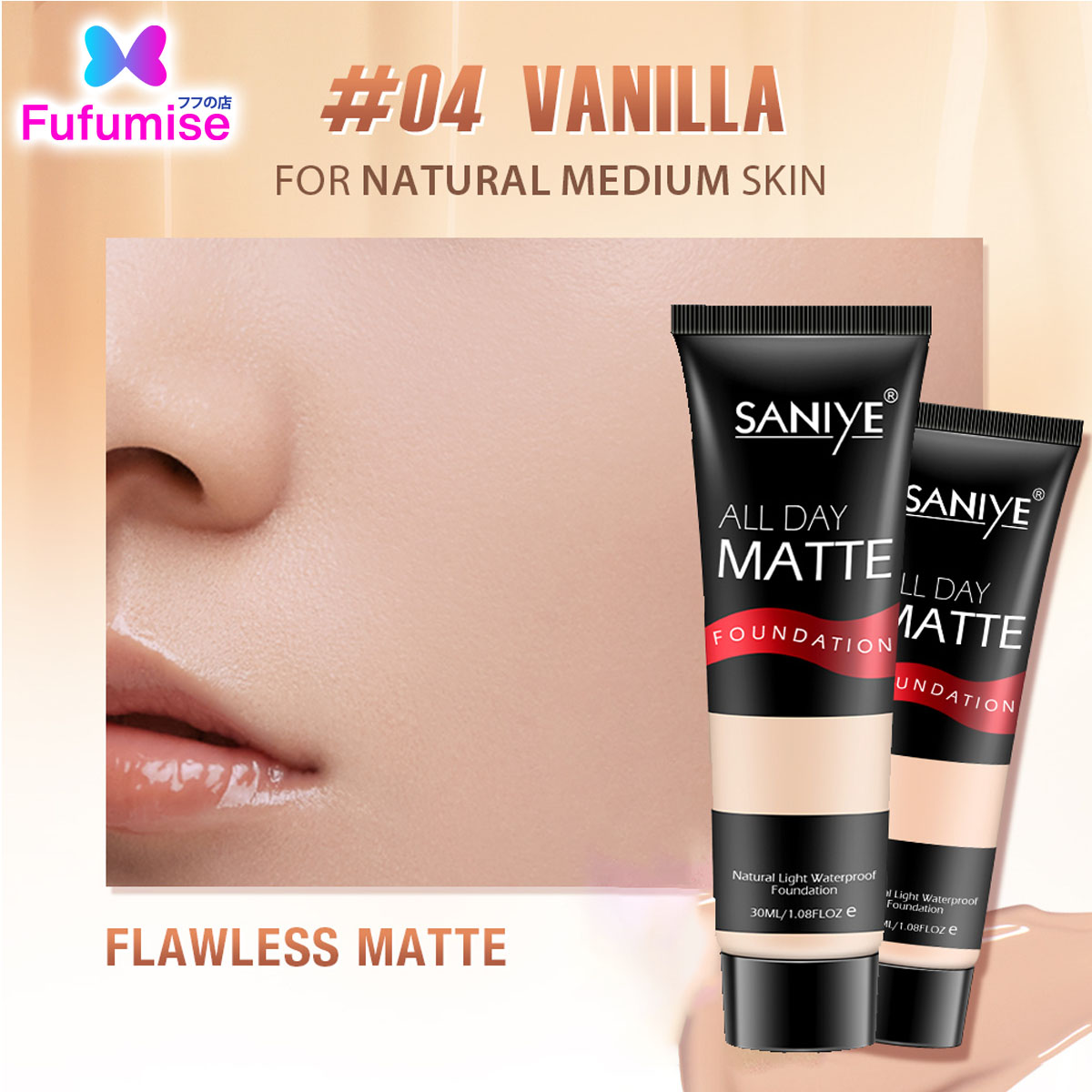 SANIYE All Day Matte Foundation | Foundation Cair Matte Poreless ...