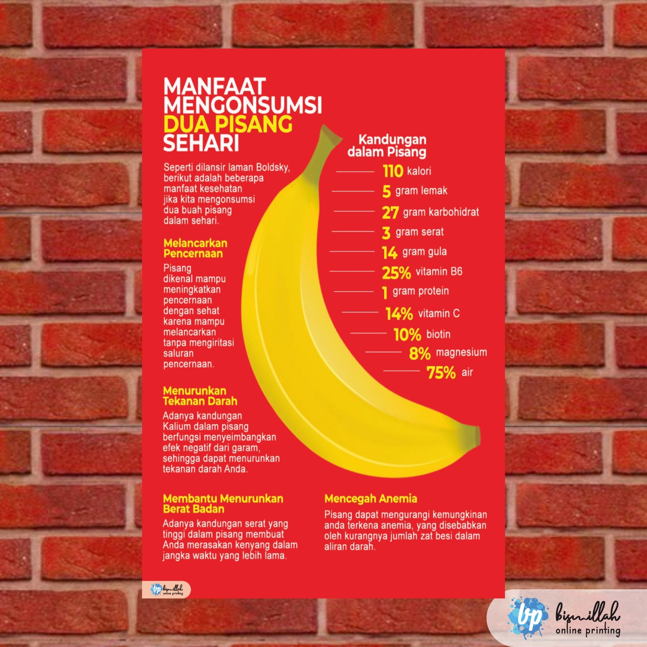 Poster Kesehatan Manfaat Mengonsumsi Pisang | Lazada Indonesia