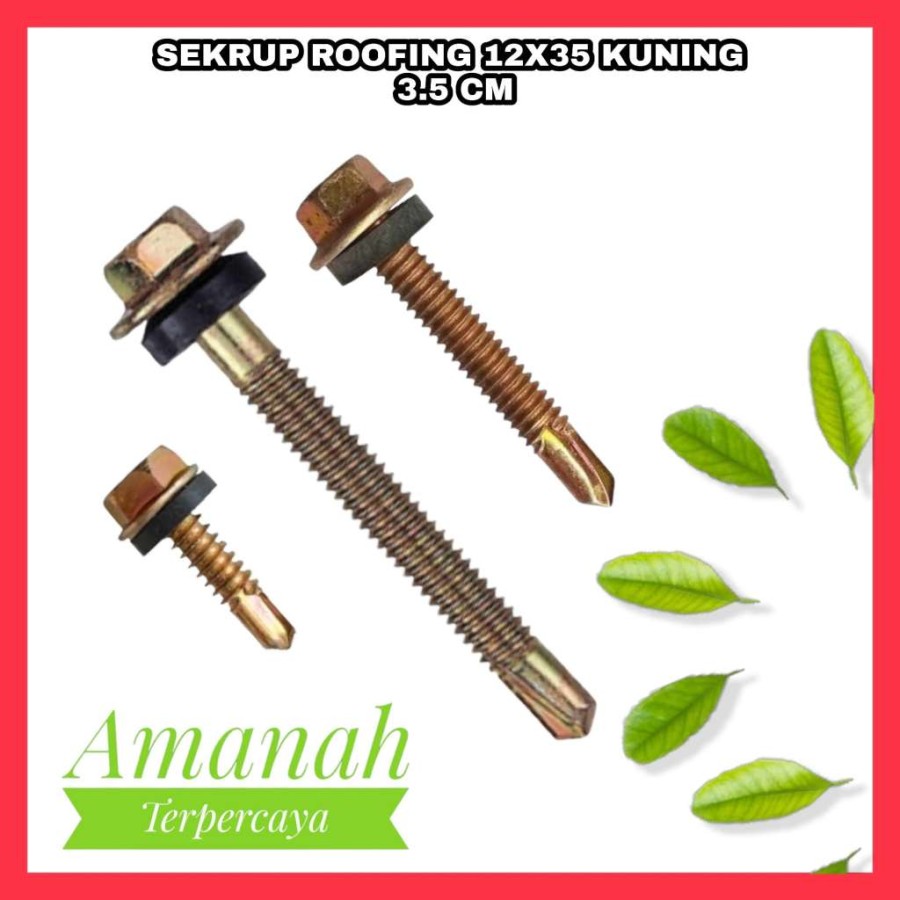 SEKRUP ROOFING 12X35 KUNING BAUT ATAP BAJA RINGAN 3.5CM SKRUP 12 X 35 ...