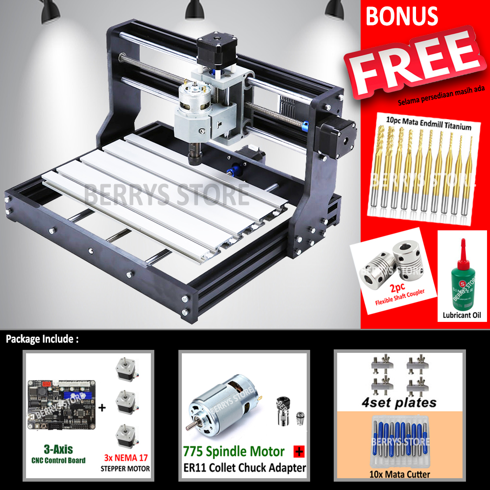 MESIN CNC MINI ROUTER MILLING CUTTING GRAFIR PCB KAYU AKRILIK 3018 ...