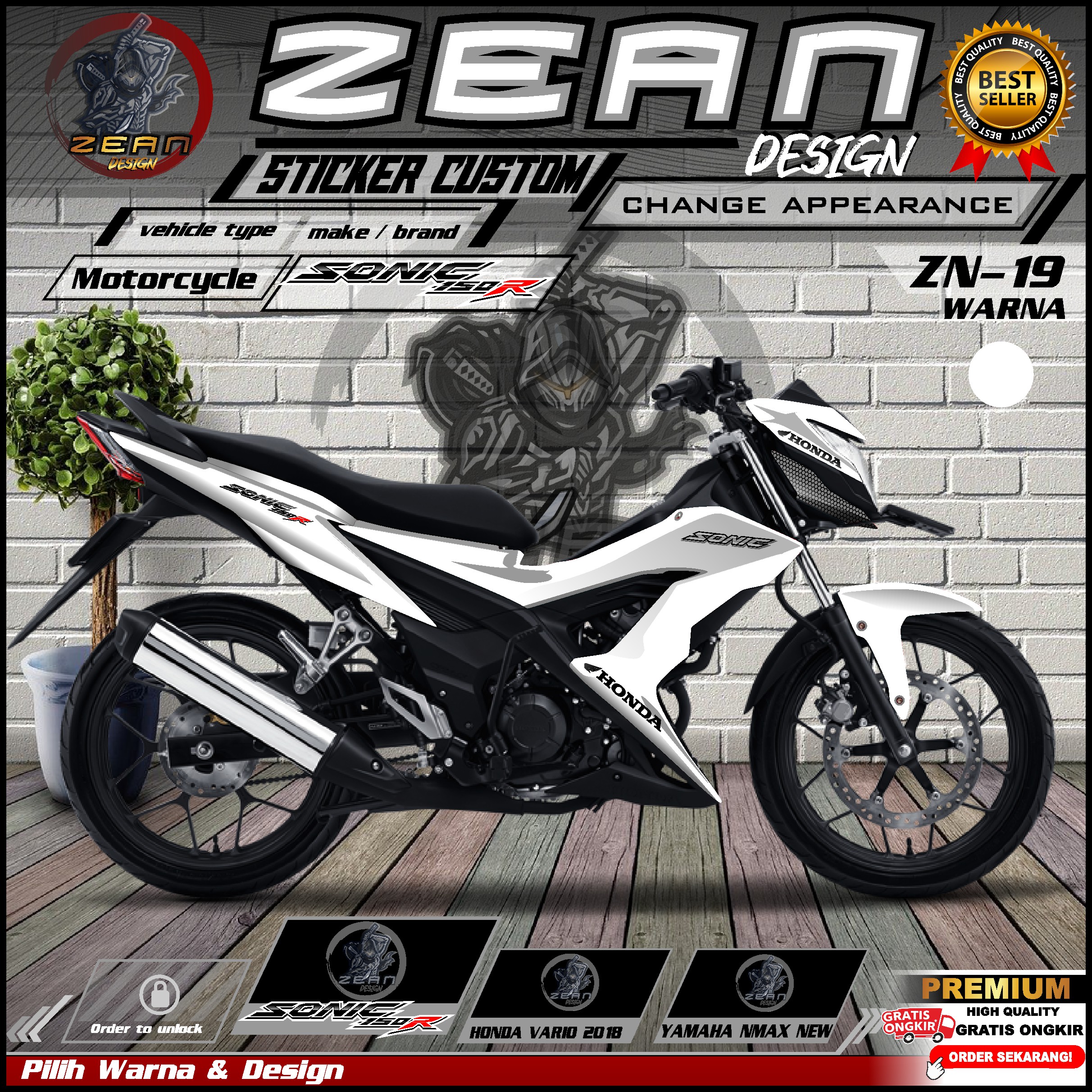 Decal Sticker Variasi Fullbody Honda Sonic 150R - Stiker Dekal Sonic ...