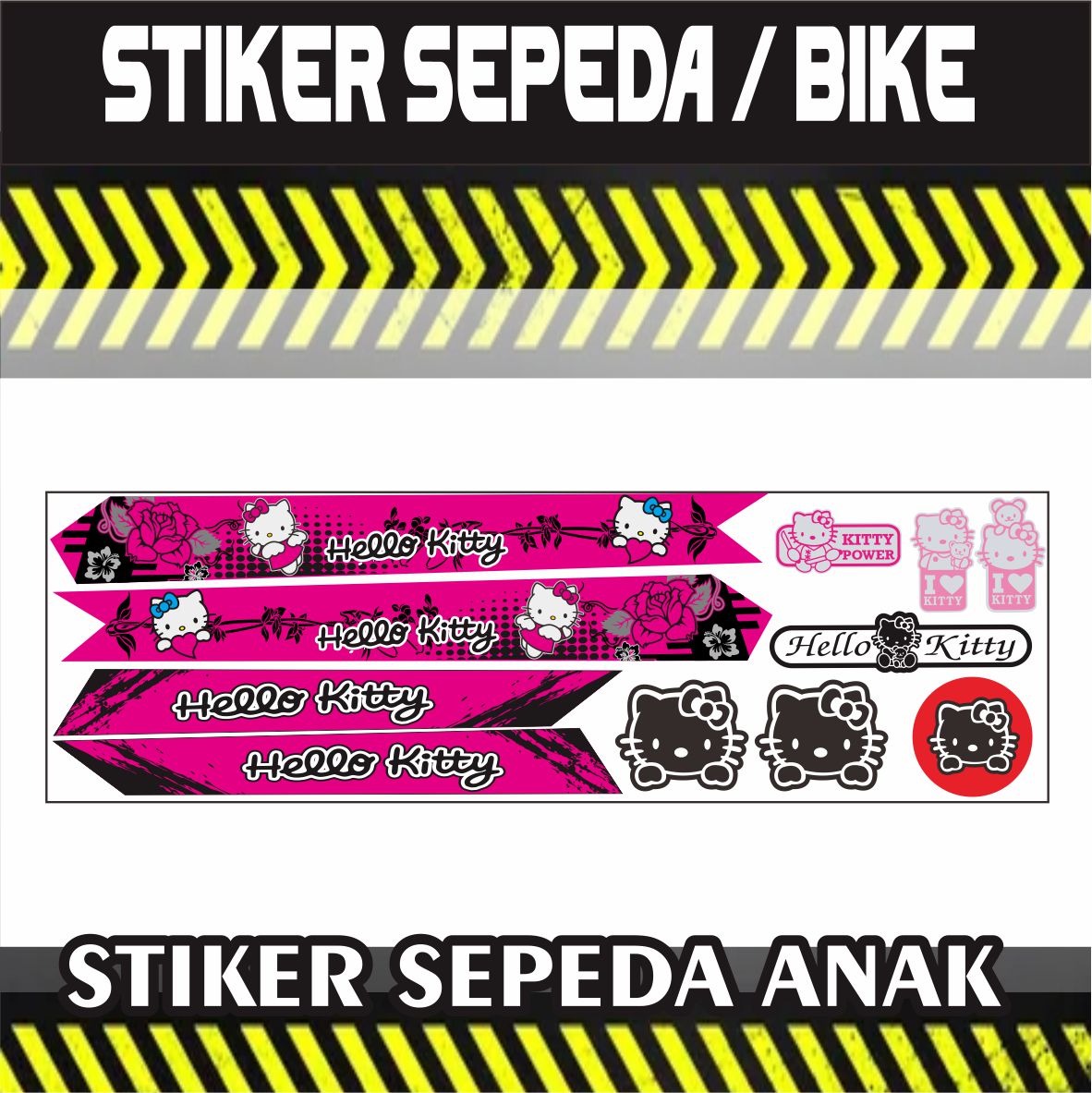 STIKER SEPEDA VARIASI / STRIPING SEPEDA ANAK MOTIF KARTUN STIKER ...