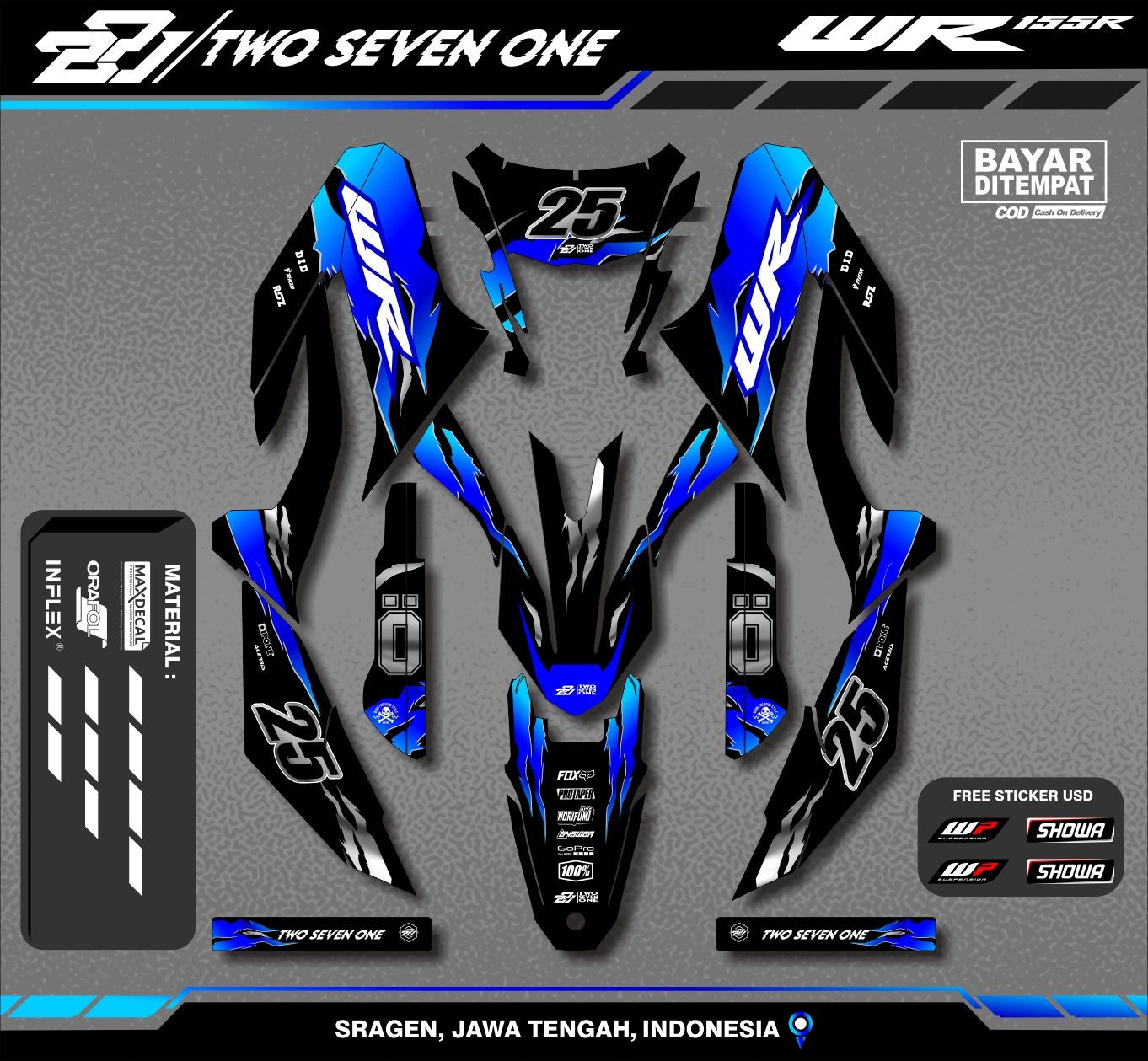 NEW DESAIN DECAL YAMAHA WR 155 FULL BODY PREMIUM SUPERGLOSSY CODE 08 ...