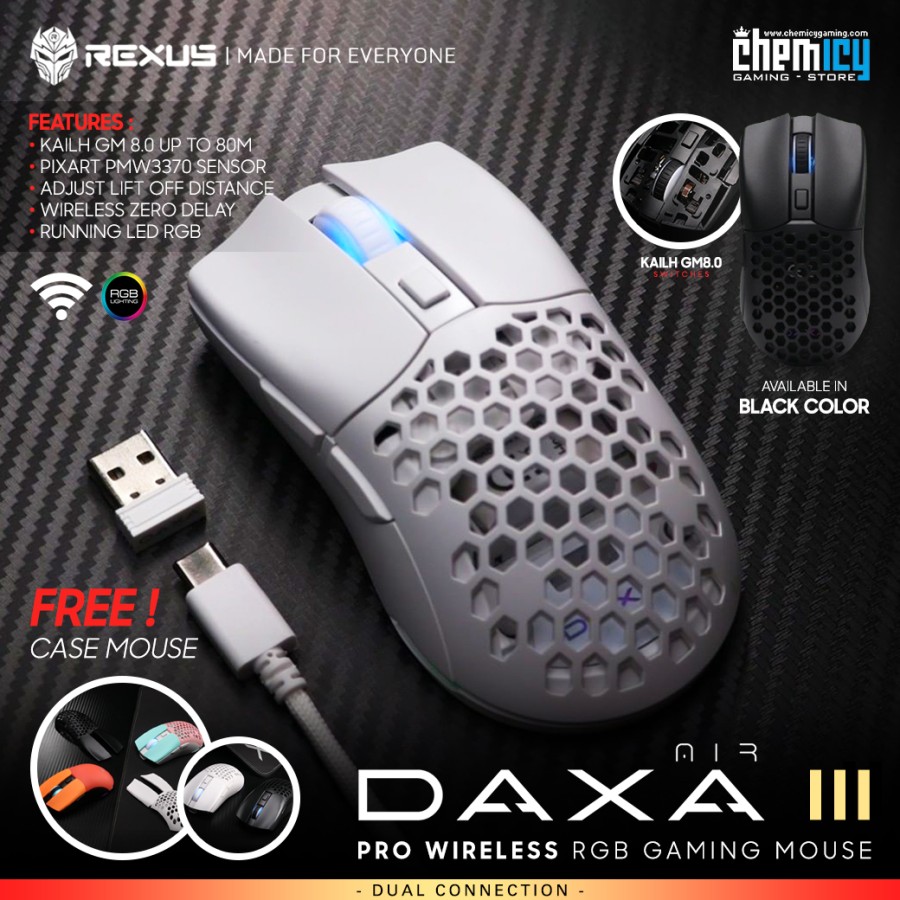 Rexus Daxa Air III Pro Wireless RGB Ultra-Lightweight Gaming Mouse ...