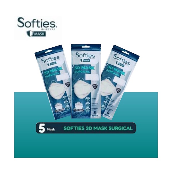 Masker Softies Surgical 3D Mask 4 Ply KF94 Sachet isi 5 Original ...