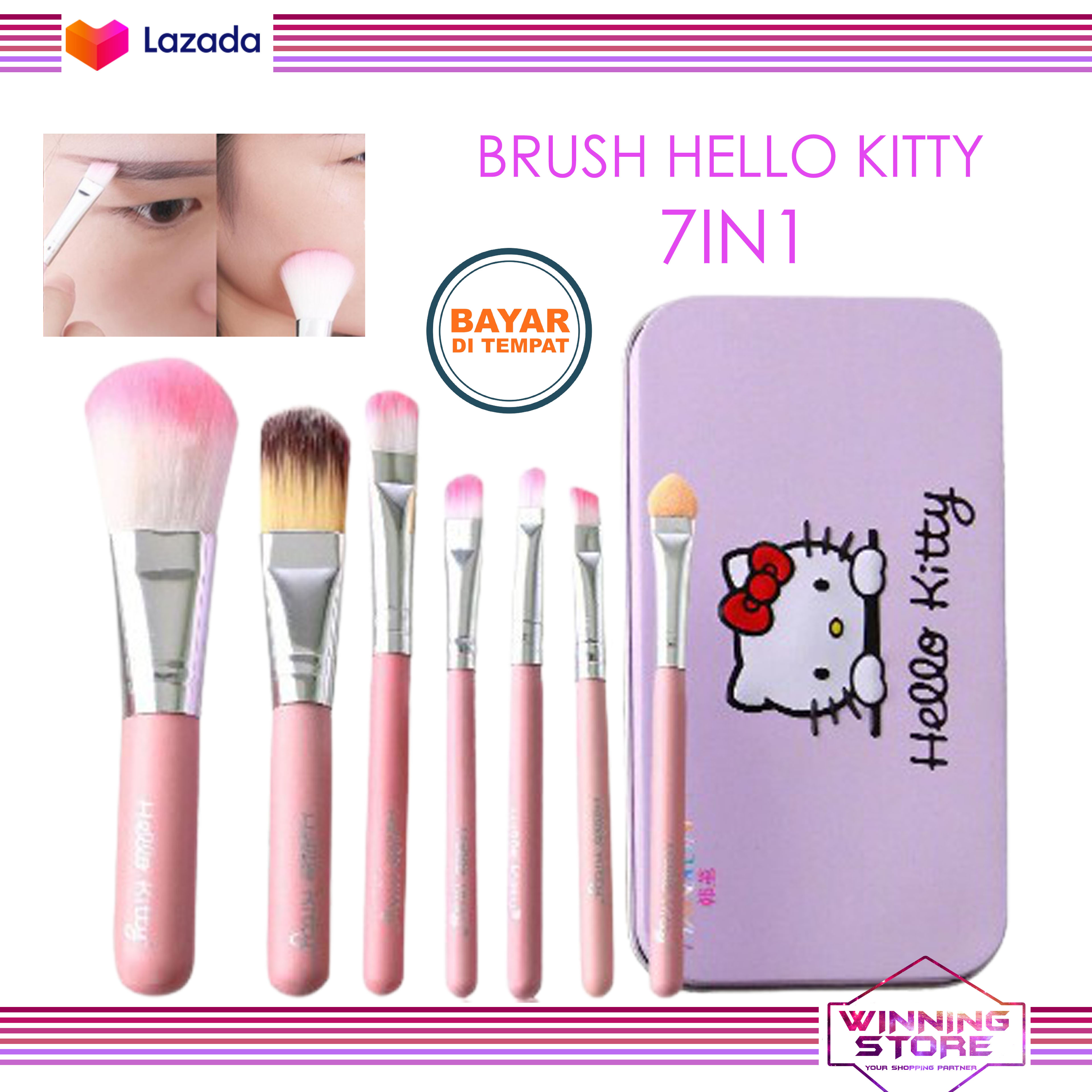 Brush Hello Kitty Set 7 in 1 - Kuas Hello Kitty Make Up Brush Set ...