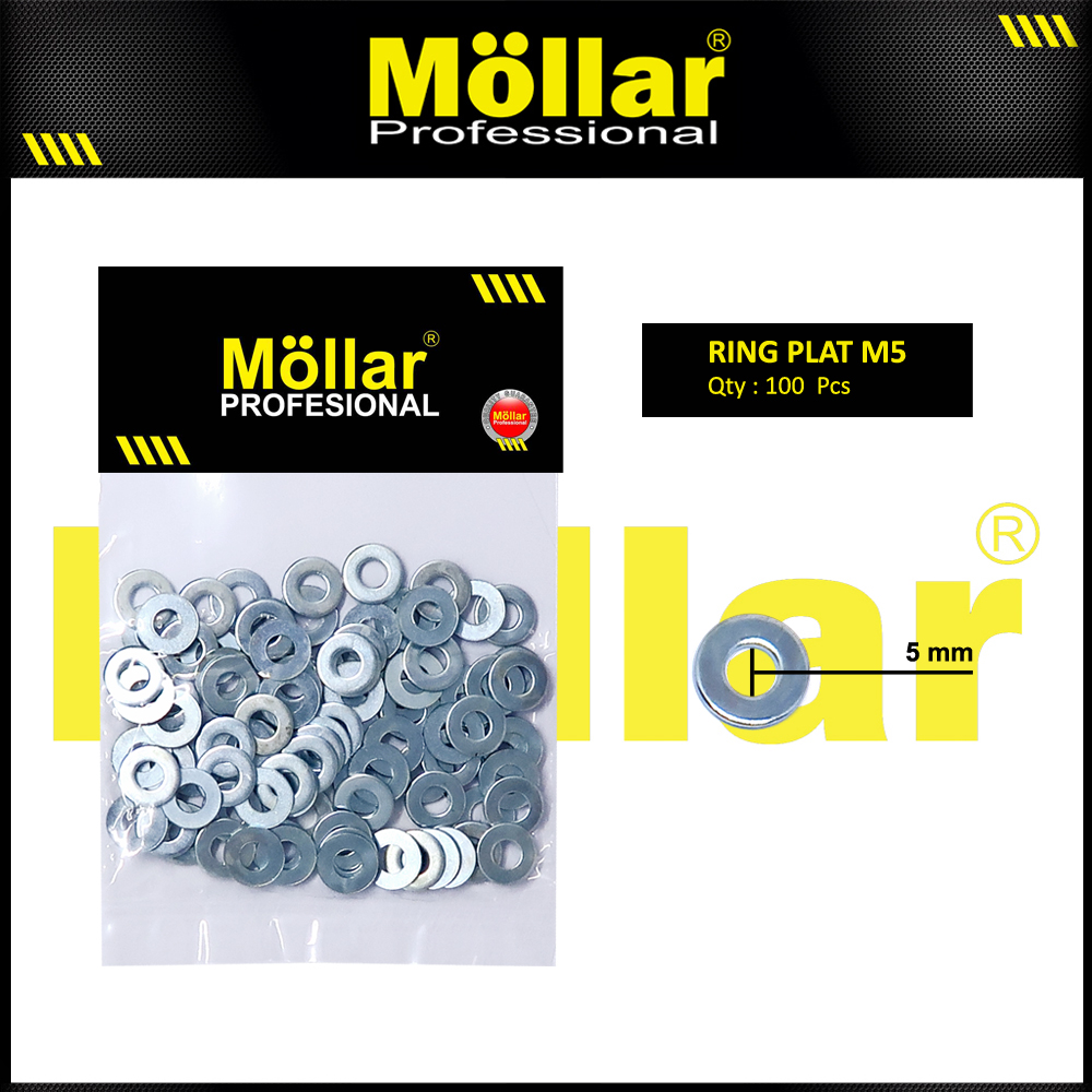 Mollar 93-072แผ่นแหวน M5เหล็กแบนเครื่องซักผ้า Bolt JP M 5 - 100 Pcs ...