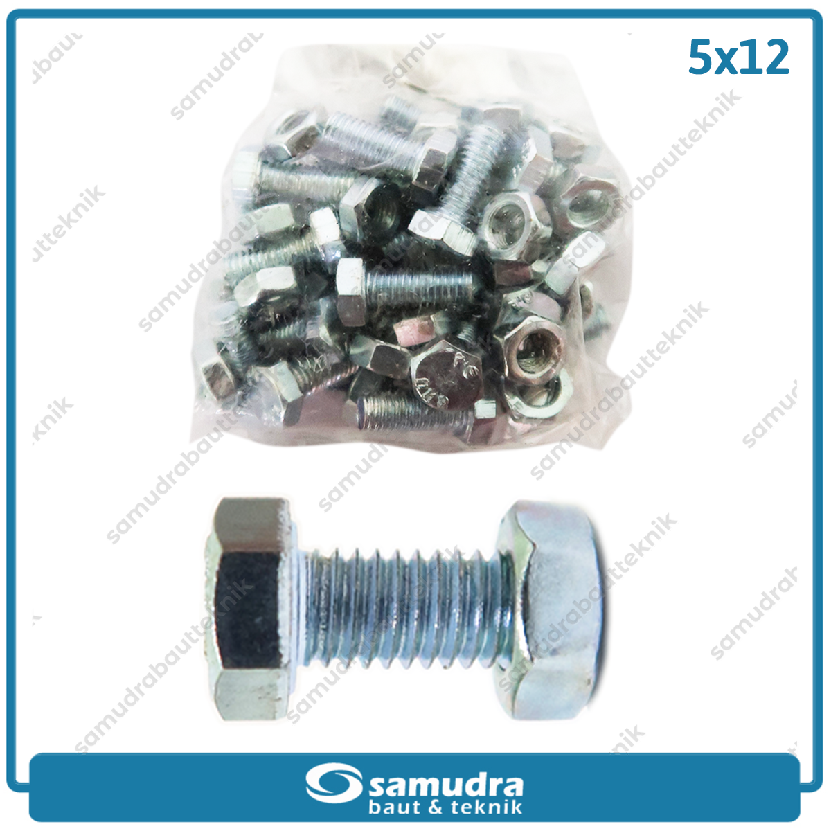 JP Baut Mur Hex M5 x 12 mm isi 25 pcs Kepala Kunci 8 Hexagon Besi Putih ...