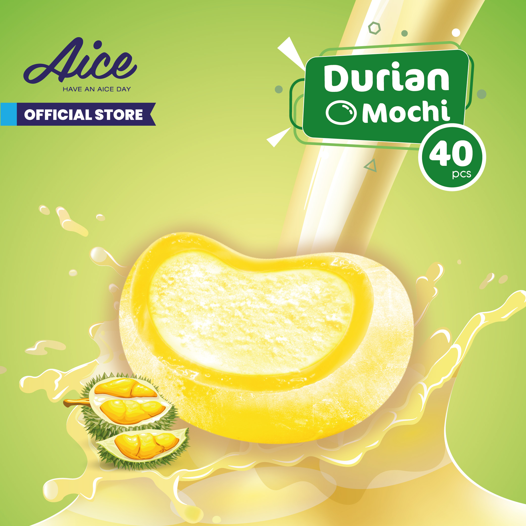Aice Ice Cream Mochi Durian Es Krim (1 karton = isi 40 pcs) Eskrim ...