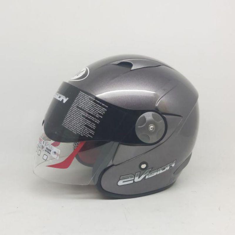 Helm Half Face KYT 2 Vision Solid Double Visor Original | Helm Pria ...