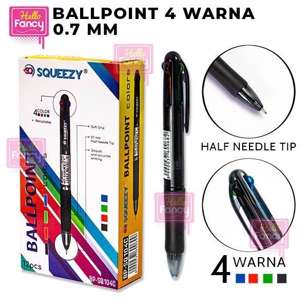 Ballpoint 4 Warna Squeezy / Pulpen Warna / BP-SQ104C PAK | Lazada Indonesia