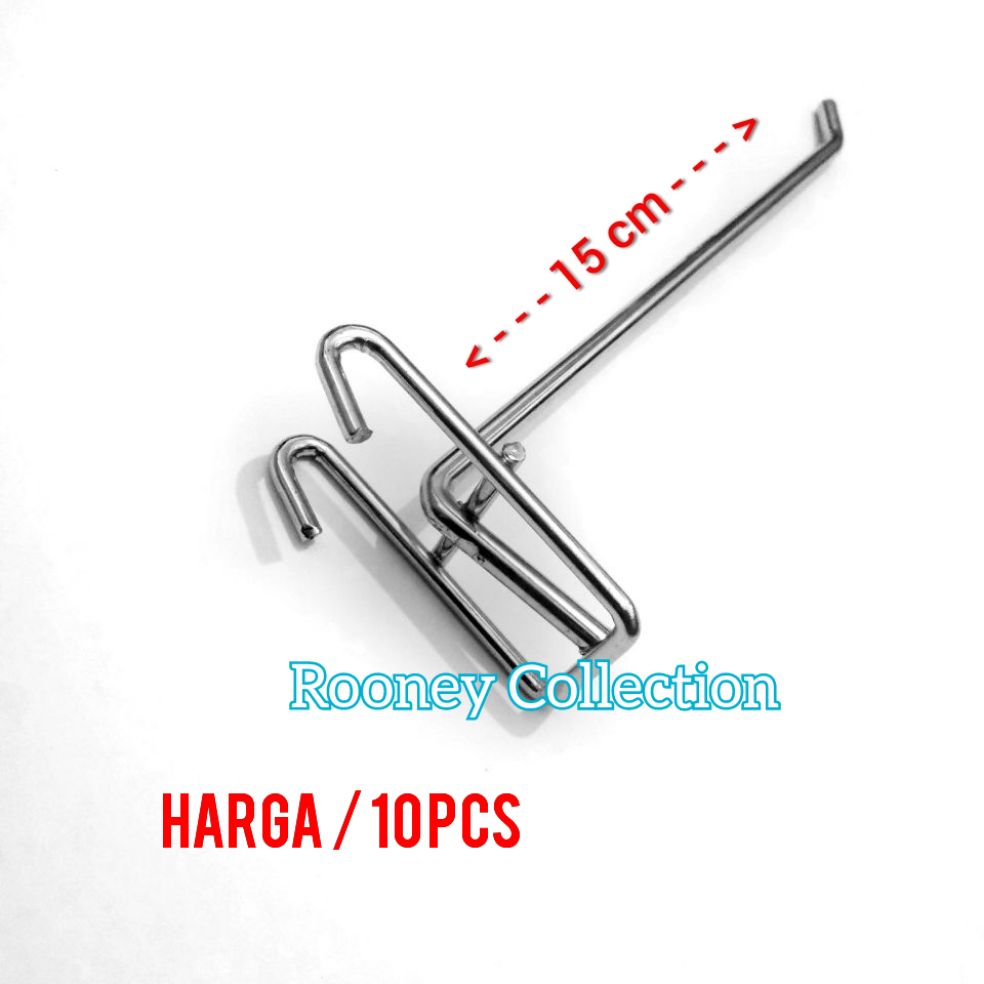 CANTOLAN BESI CHROME STAINLESS 15 cm single hook gantungan ram dinding ...