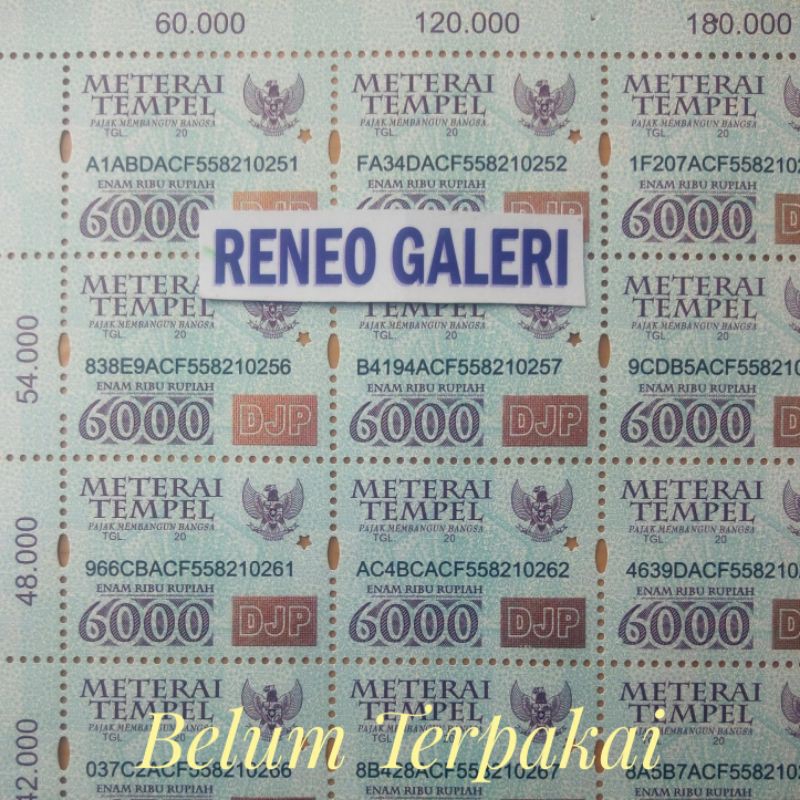 1 pc Materai Tempel DJP Rp 6000 Rupiah Tahun 2009 2010 2011 2012 2013 2014 2015 Matrai kuno lama ...
