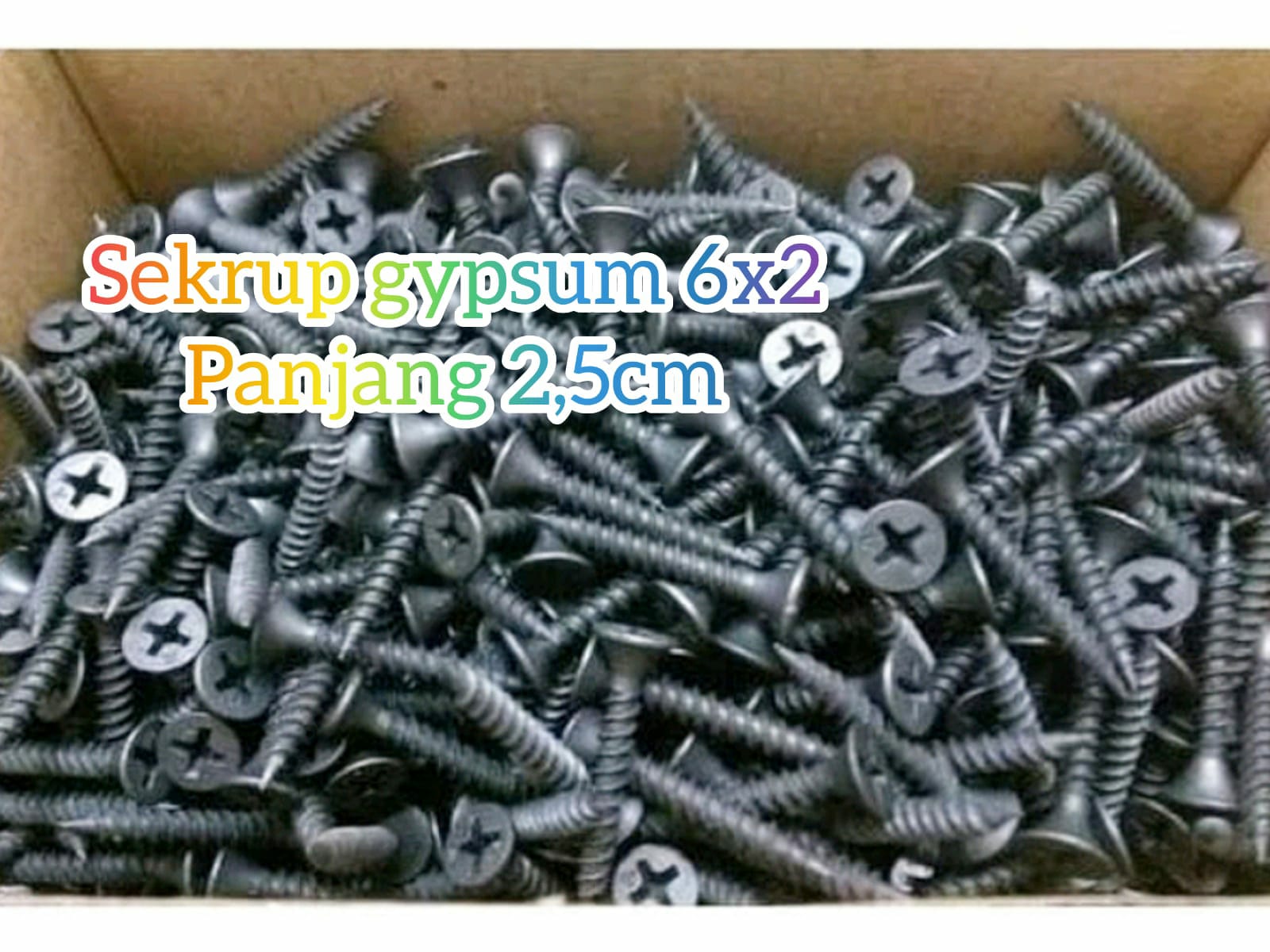 600PCS Skrup Gypsum ukuran 6x1 panjang 2,5cm Sekrup Giysum 6x1 isi 600pcs pcs Sekrup Gypsum/kayu ...