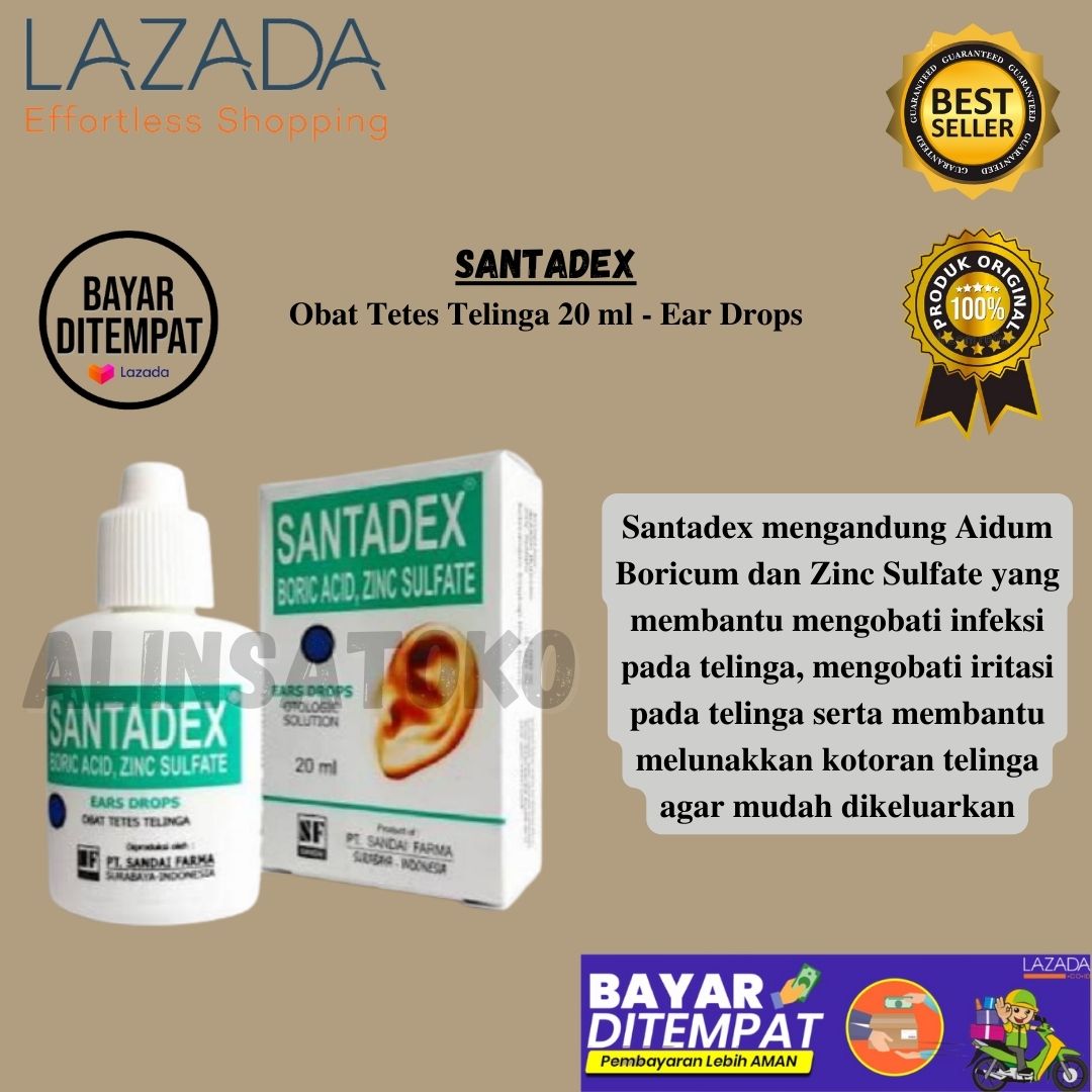 SANTADEX OBAT TETES TELINGA PELUNAK KOTORAN DAN ANTI KUMAN TELINGA 20 ...