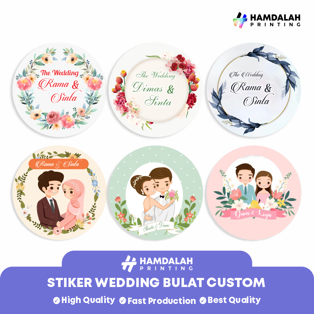 Stiker Wedding Bulat Custom | Stiker Souvenir Pernikahan | Stiker Nama ...