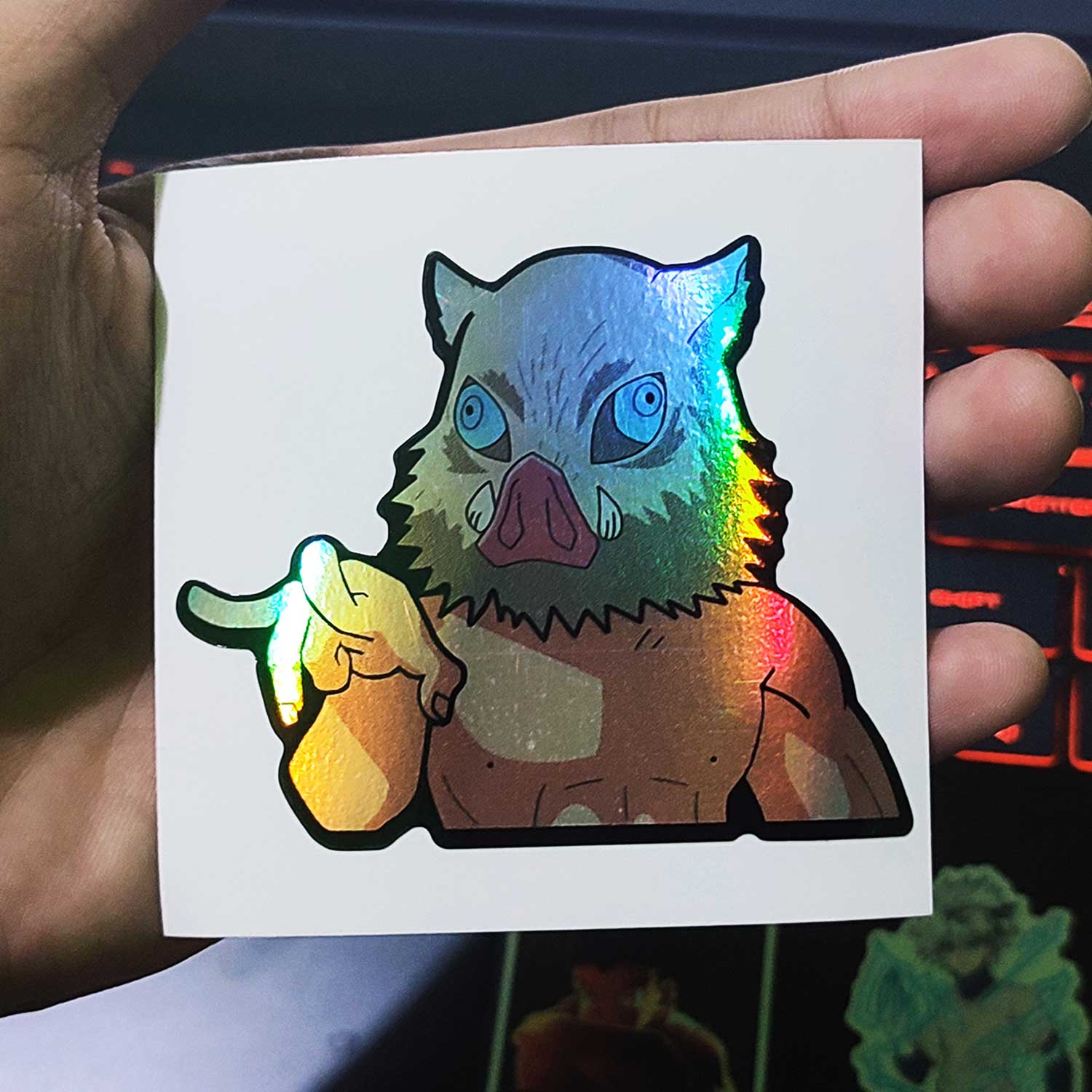 STICKER STIKER HOLOGRAM ANIME -KIMETSU NO YAIBA INOSUKE - STIKER LAPTOP ...