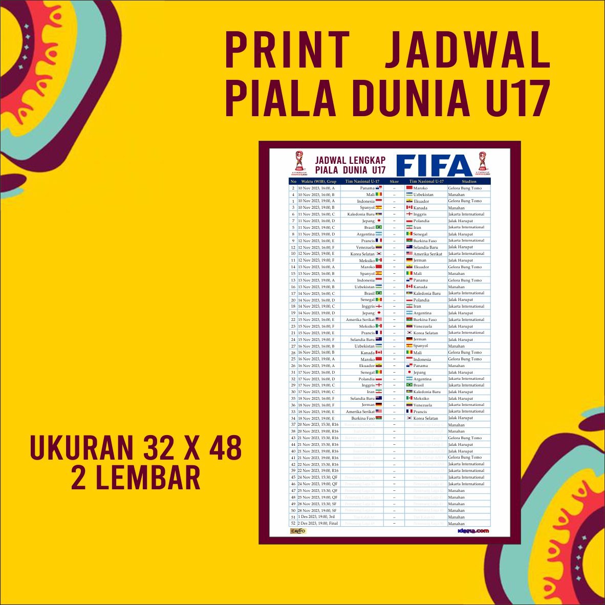 Jadwal piala dunia U17 / jadwal piala dunia Usia 17 / match schedule word cup | Lazada Indonesia