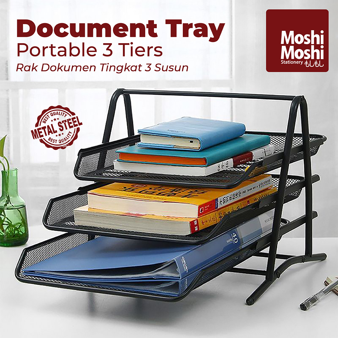 Document Tray Desk Storage Rak Kertas File Dokumen 3 Susun Jaring Besi ...