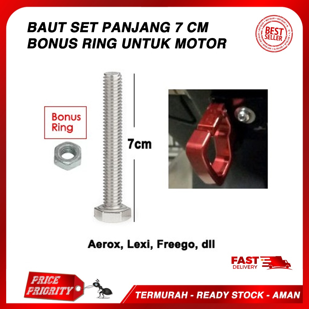 BAUT Mur Panjang BAUD RING untuk gantungan barang Nmax, Aerox, Lexi ...