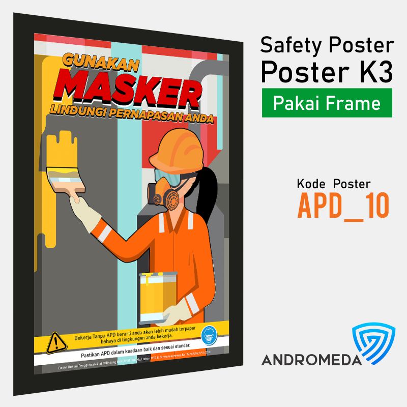 Safety Poster : Masker, Pernapasan, Debu APD +Frame | Lazada Indonesia
