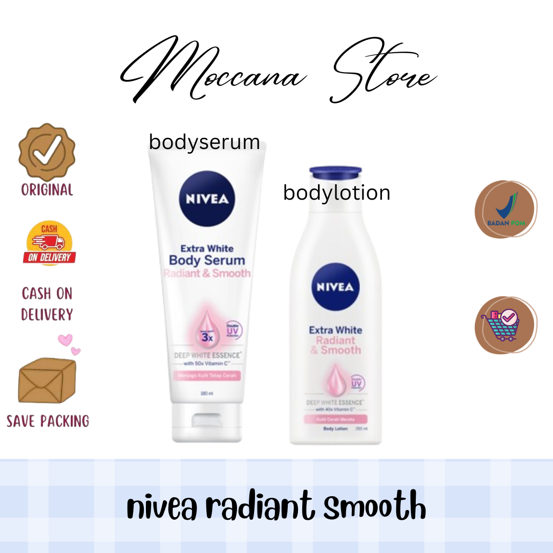 Nivea Extra White Radiant And Smooth Lotion 200ml Body Serum 180 Ml