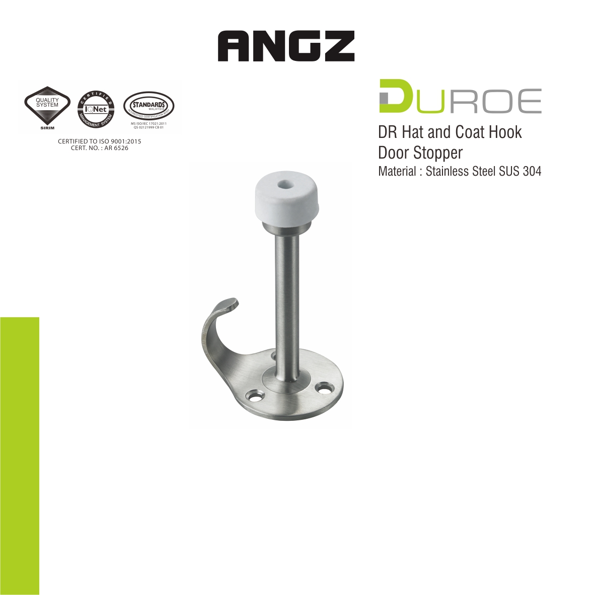 DUROE Door Stop Hat and Coat Hook Stainless Steel SUS 304 penahan Pintu ...