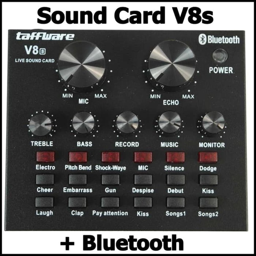Taffware Soundcard V8S Bluetooth Professional external mixer recording ...