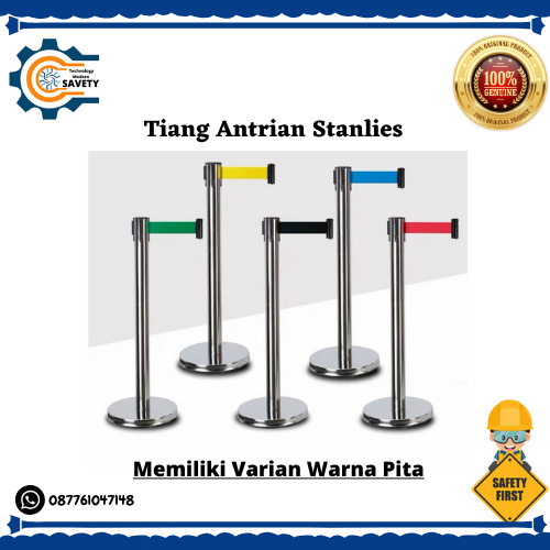 Tiang Antrian Hitam/ Tiang Antrian Bank Panjang Pita 2 meter | Lazada ...